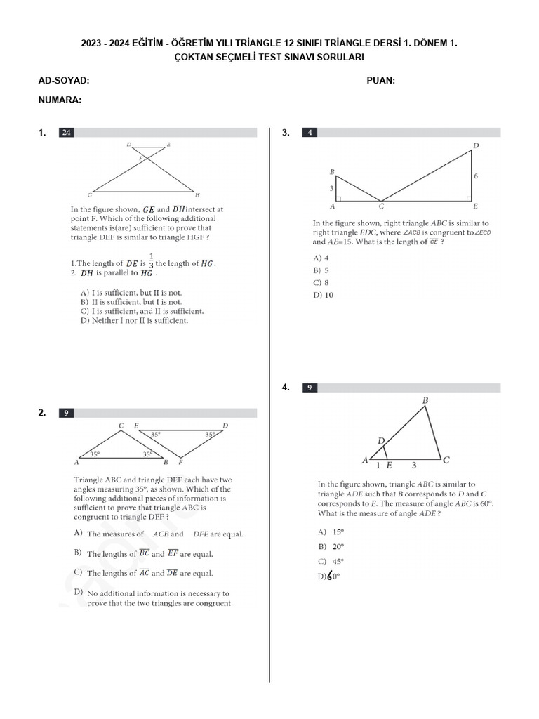 TRİANGLE SAT TEST | PDF