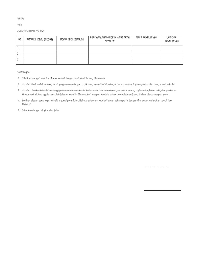 Matriks Bimbingan Skripsi | PDF