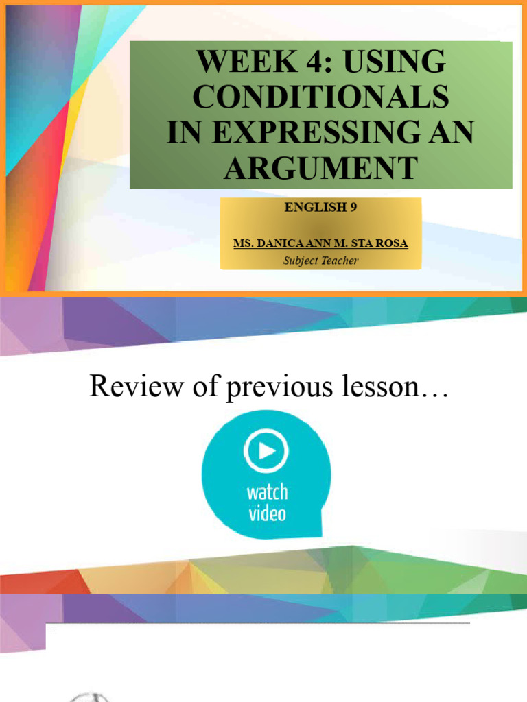 Week 4-Part 2 - Conditionals | PDF