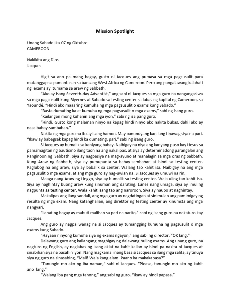 Mission-Spotlight-2-Sabbaths | PDF
