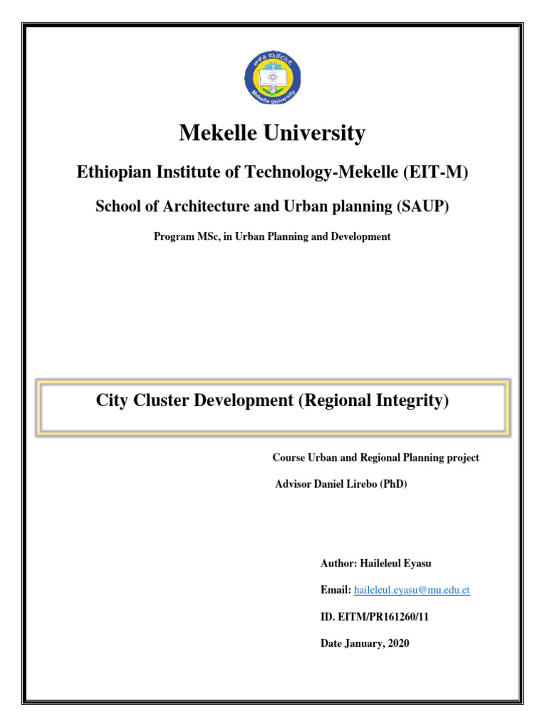 City Cluster Development By Haileleul Eyasu Haddis @ Mu 2020 | PDF ...