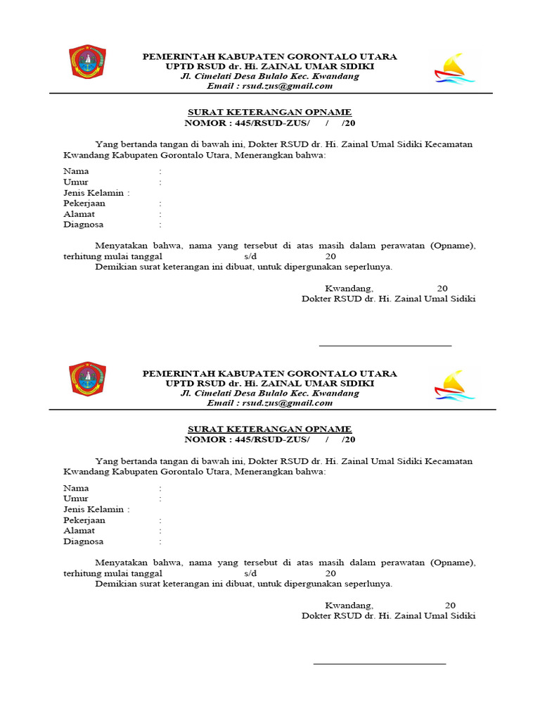 SURAT KETERANGAN OPNAME | PDF