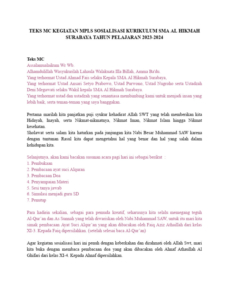 Teks MC p5 Kearifan Lokal | PDF