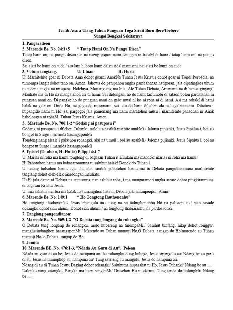 Tertib Acara Ulang Tahun Sirait | PDF