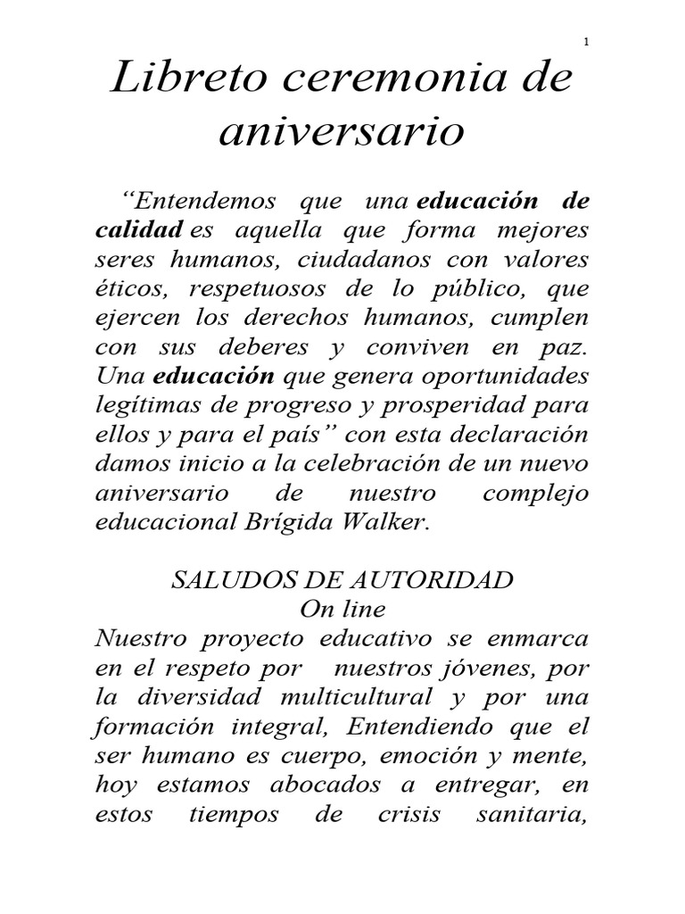 Libreto Aniversario 2020 | PDF