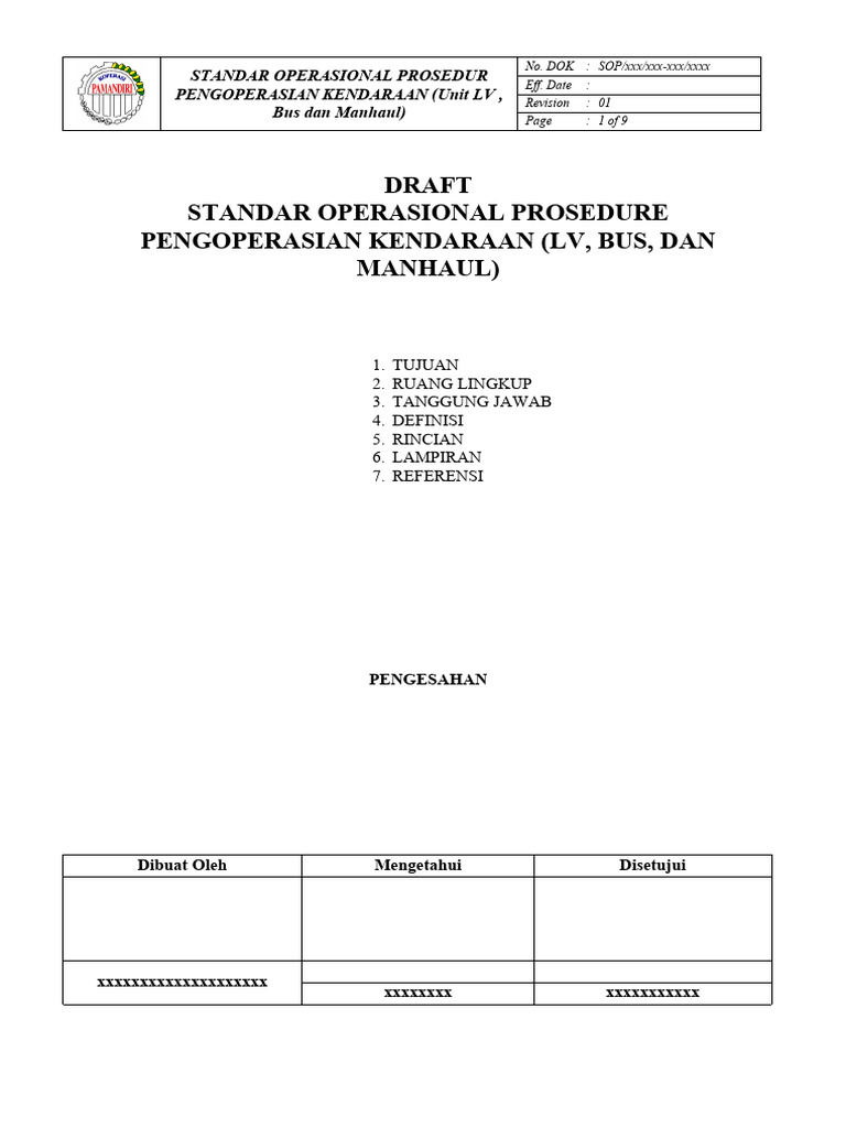 SOP Pengoperasian Unit Pamandiri | PDF