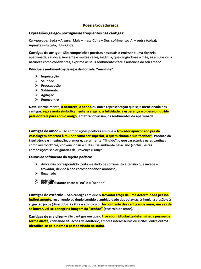 Pdf-Resumos-Exame-Nacional-De-Portugues-12-Ano Compress | PDF | Amor