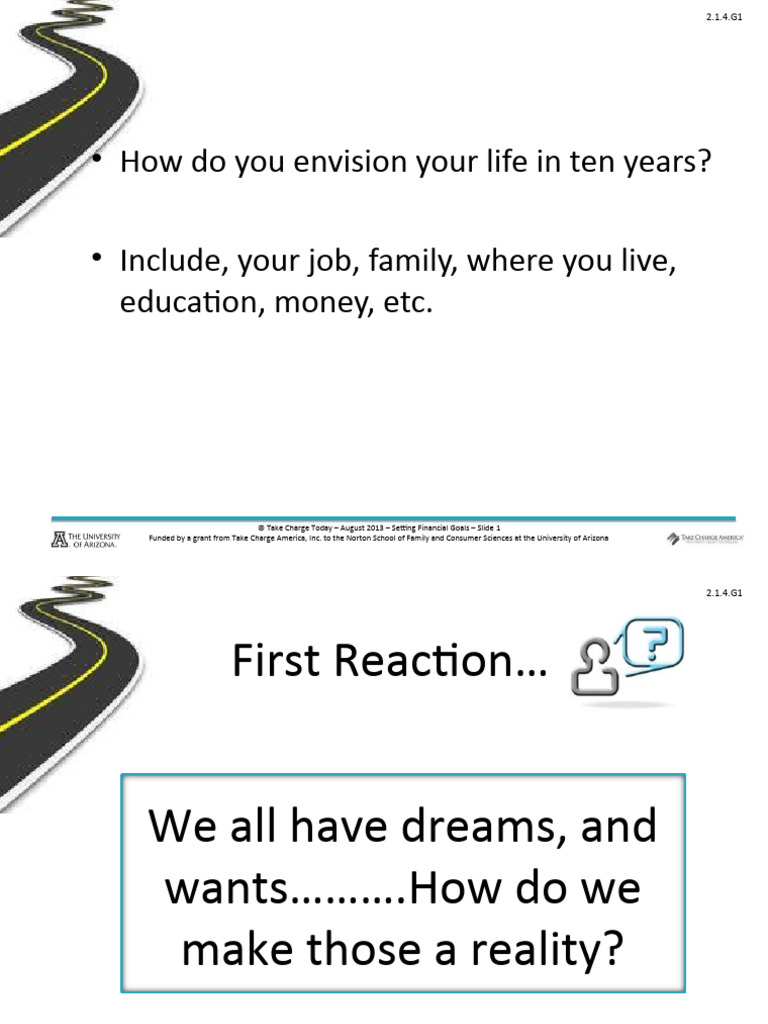Setting Financial Goals PowerPoint 2.1.4.G1 | PDF