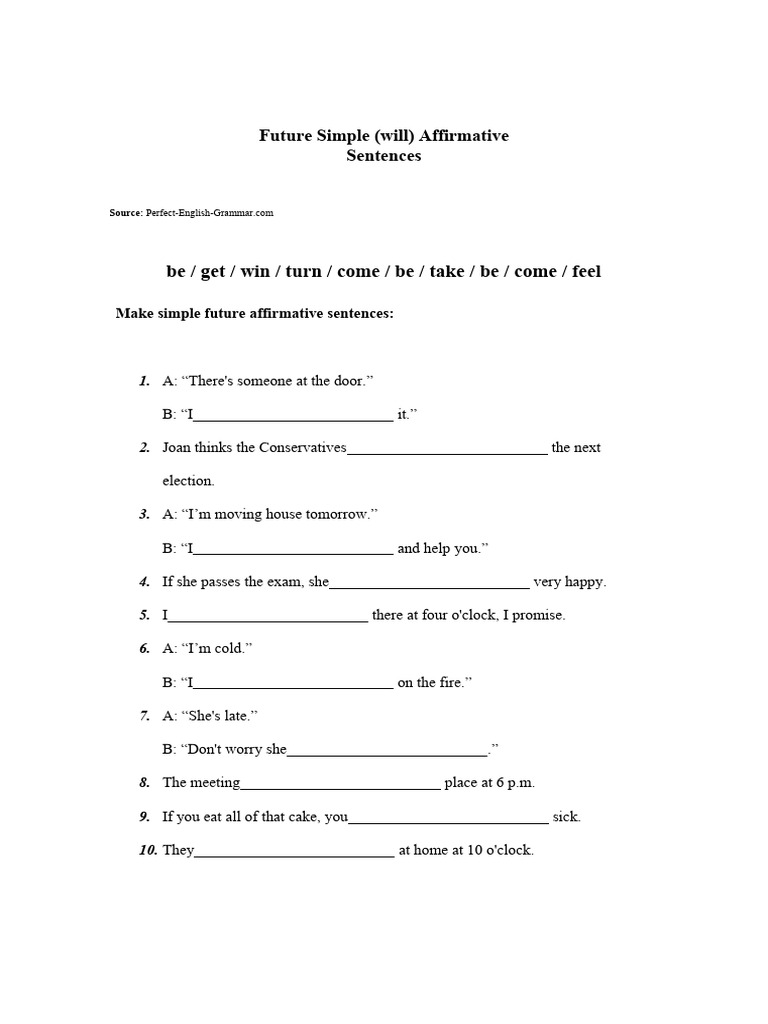 New - Simple Future - Will - Exercises | PDF