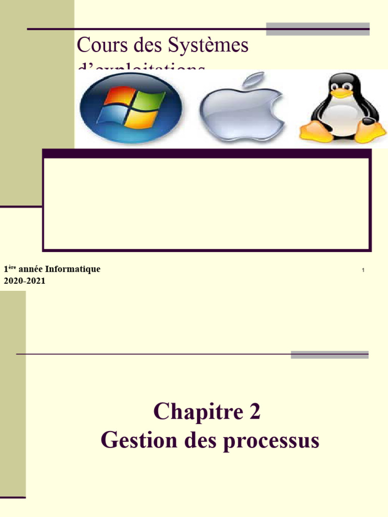 Chapitre 2 - Gestion Des Processus | PDF | Ordonnancement dans les ...