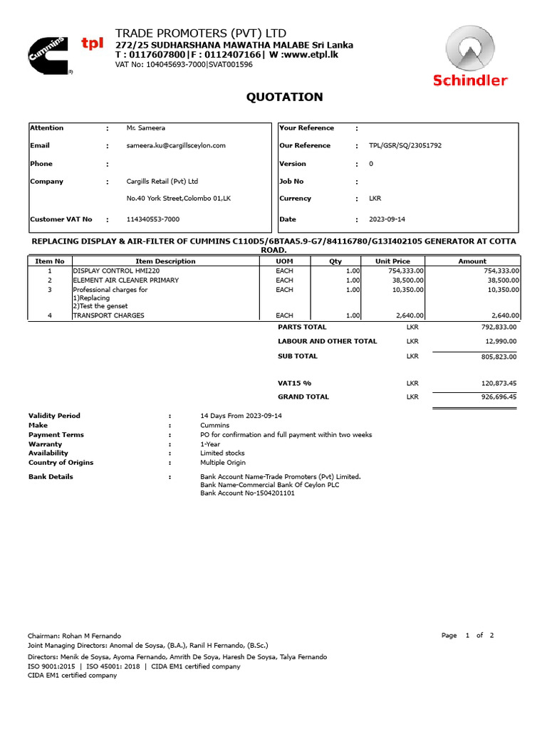 Quotation Display & AF | PDF