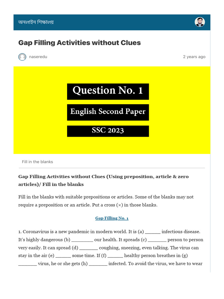 Gap Filling Activities Without Clues | PDF | Teaching Methods & Materials
