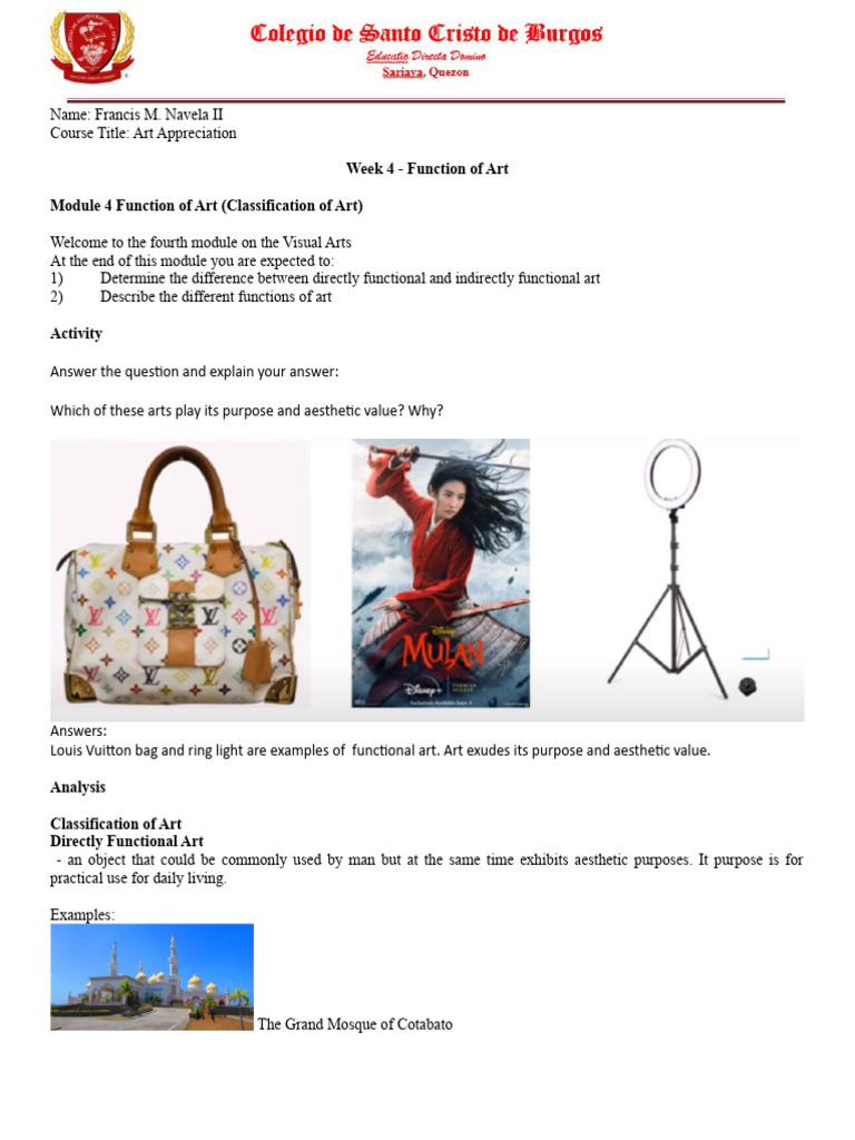 Art Functions for Students | PDF | Art