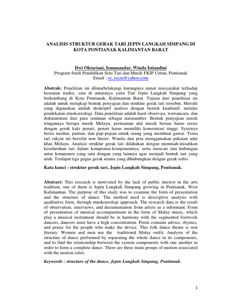 Analisis Struktur Gerak Tari Jepin Langk | PDF