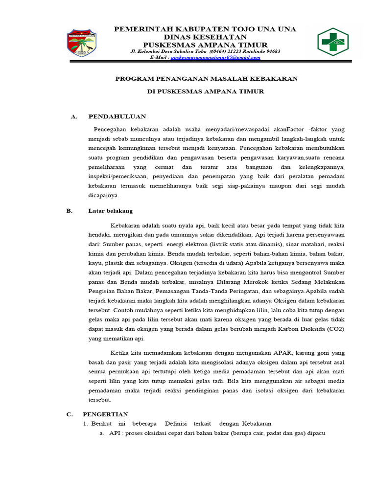 8 5 1 3 KAK Pedoman Penanganan Masalah Kebakaran Di Puskesmas Saparua | PDF | Teknologi & Rekayasa