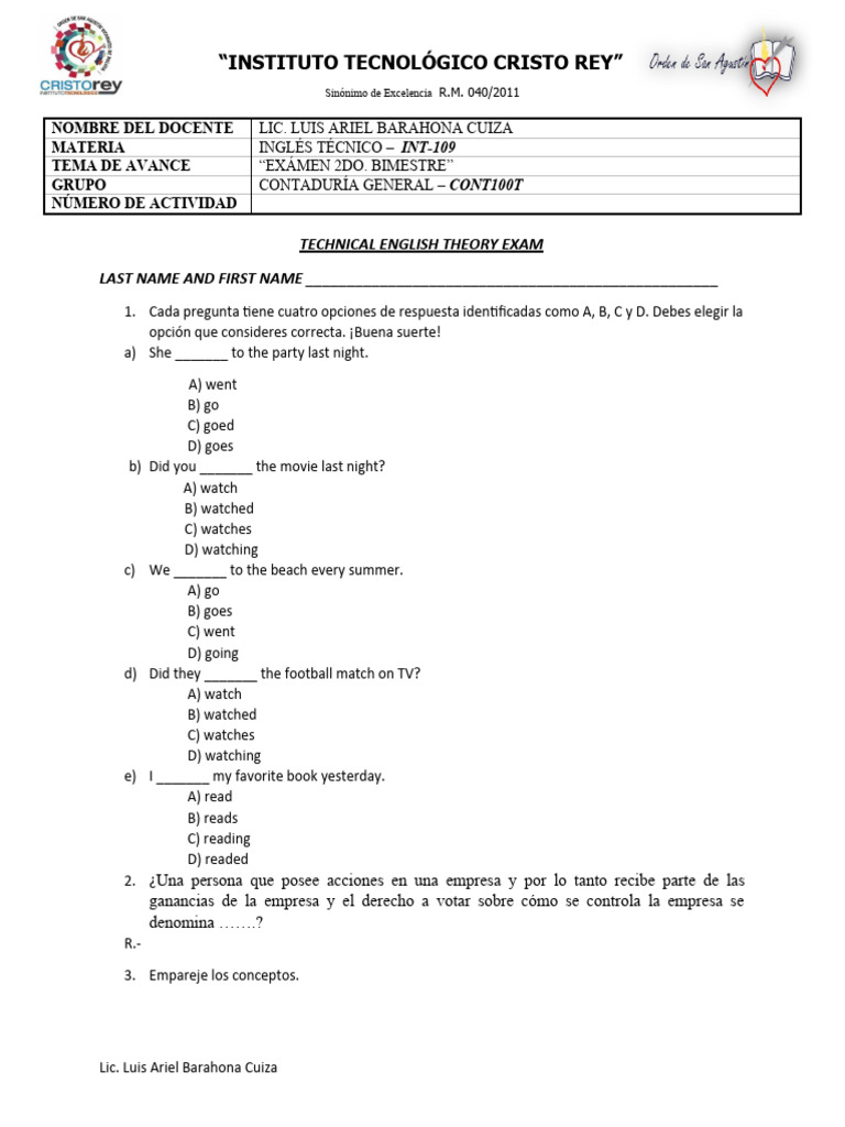 Examen 2do Parcial 100 | PDF
