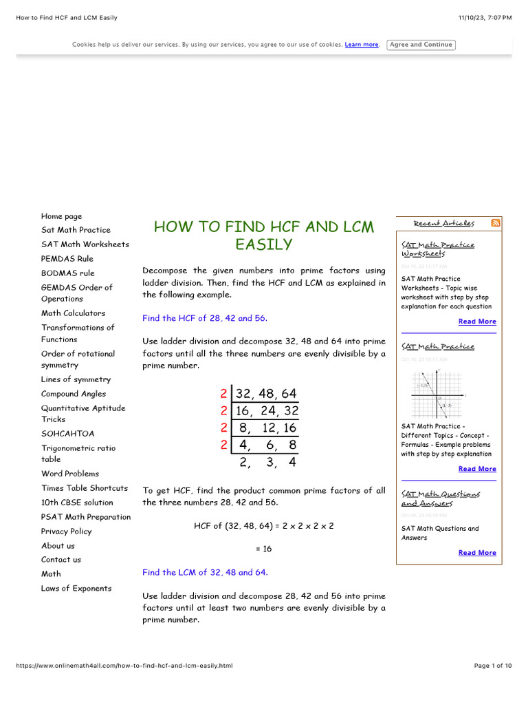 How To Find HCF and LCM Easily | PDF | Teaching Methods & Materials