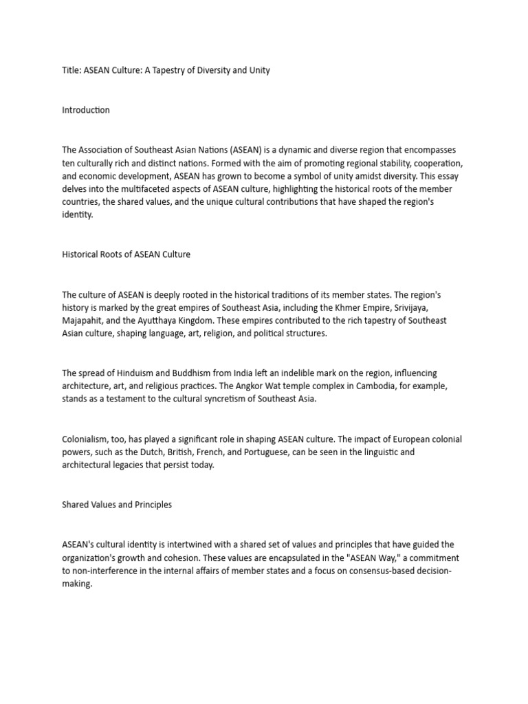 ASEAN Culture: Unity in Diversity | PDF | Southeast Asia