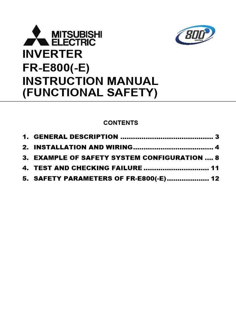 FR-E800 Functional Safety (A) | PDF