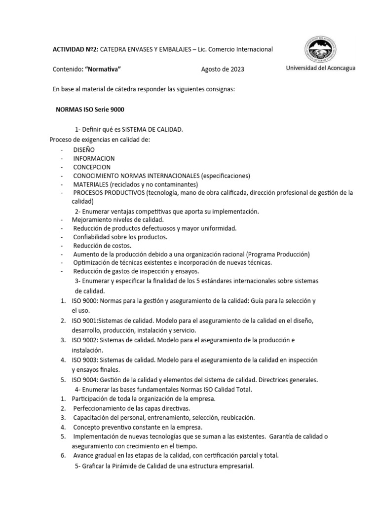 ACTIVIDAD #2 - Normas ISO - 2023 | PDF