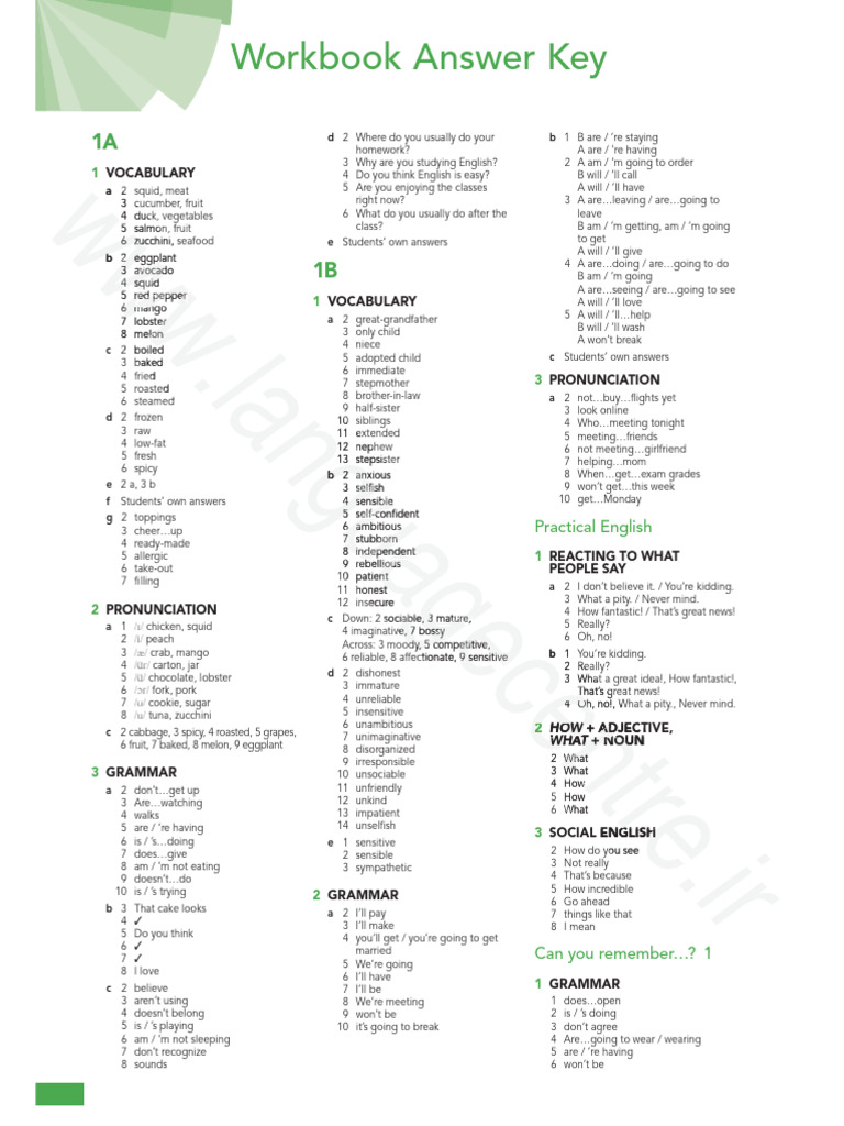 American English File 3 WB Answer Key 3rd Edition (WWW - Languagecentre.ir) | PDF
