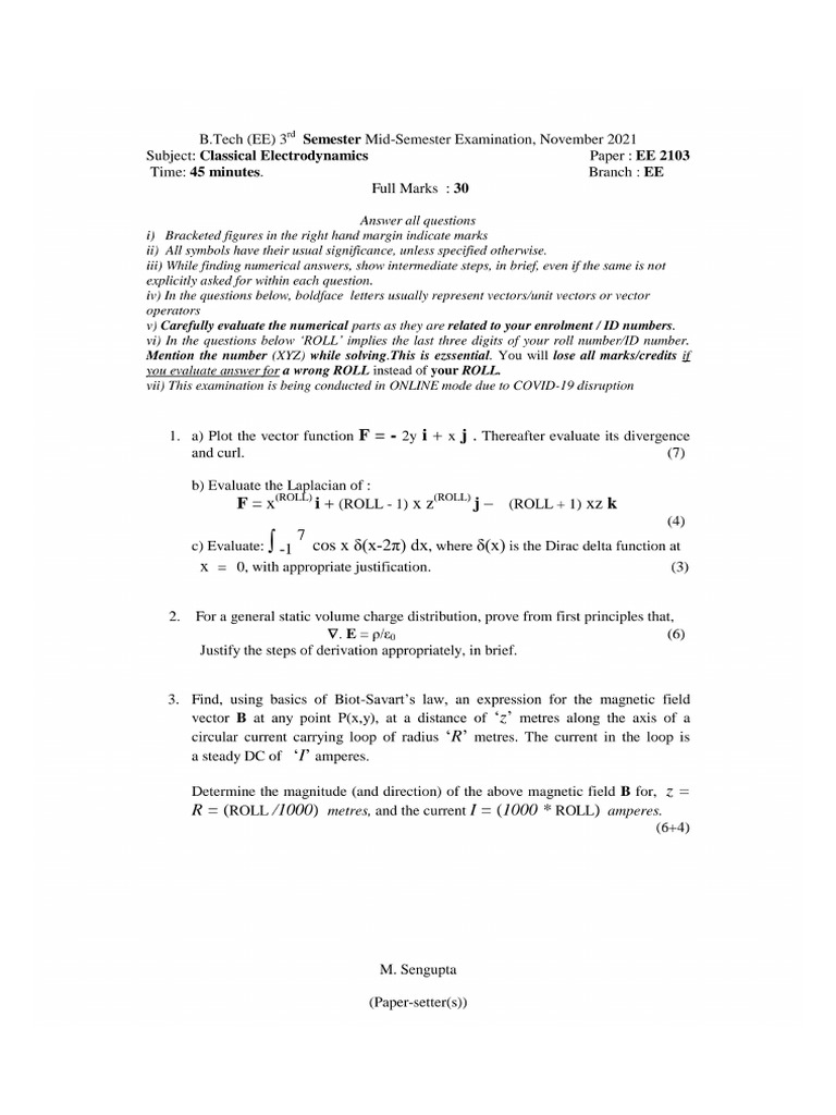 Mid Semester EE | PDF