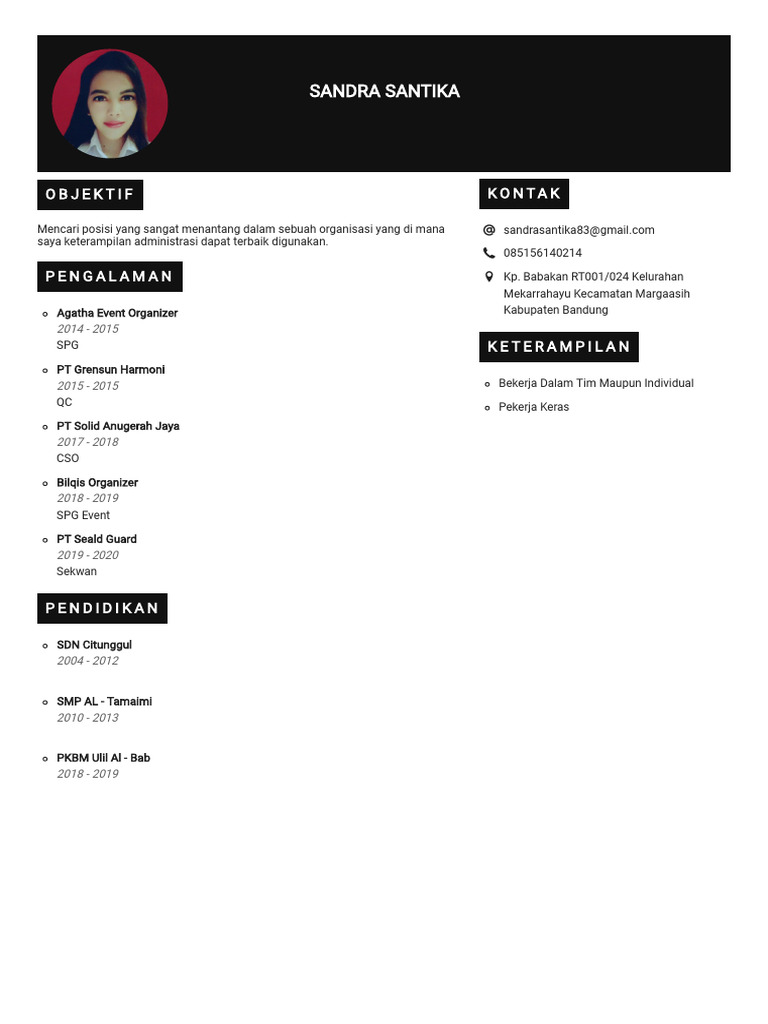 CVSandra Santika New | PDF