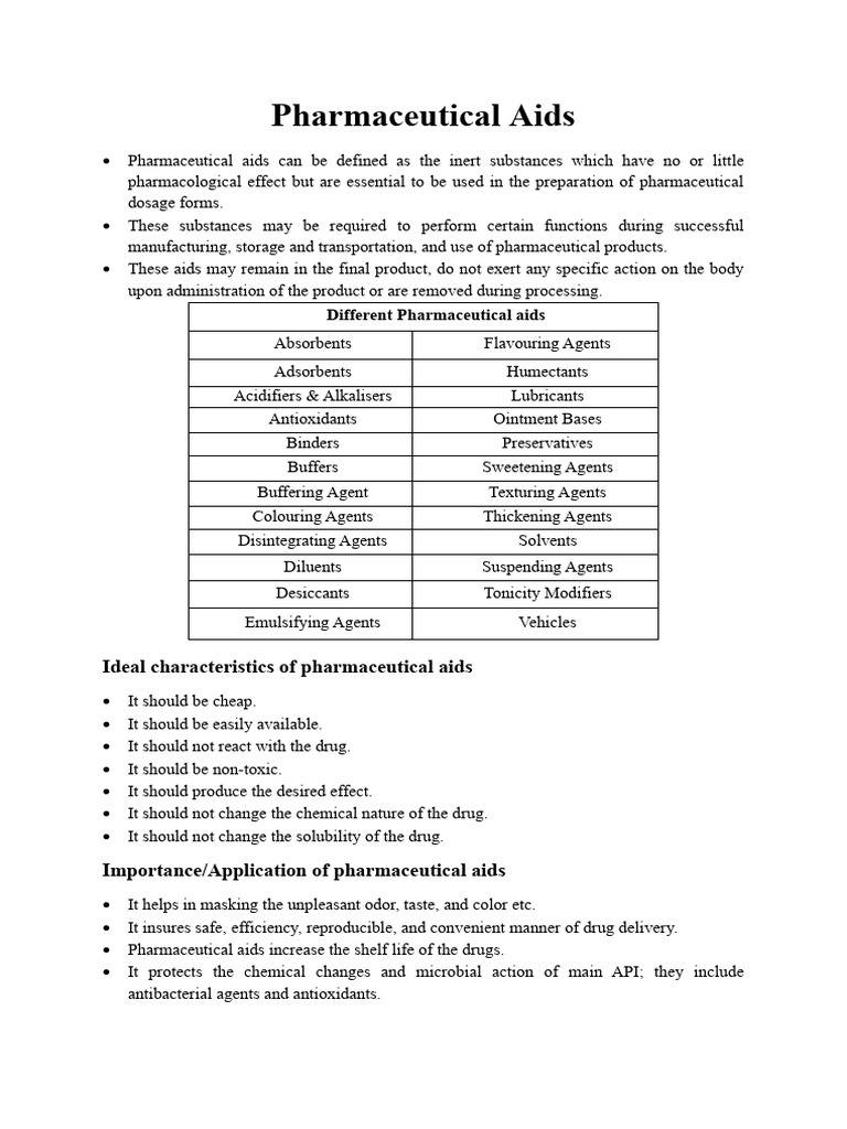 Pharmaceutical Aids | PDF | Sugar Substitute | Taste