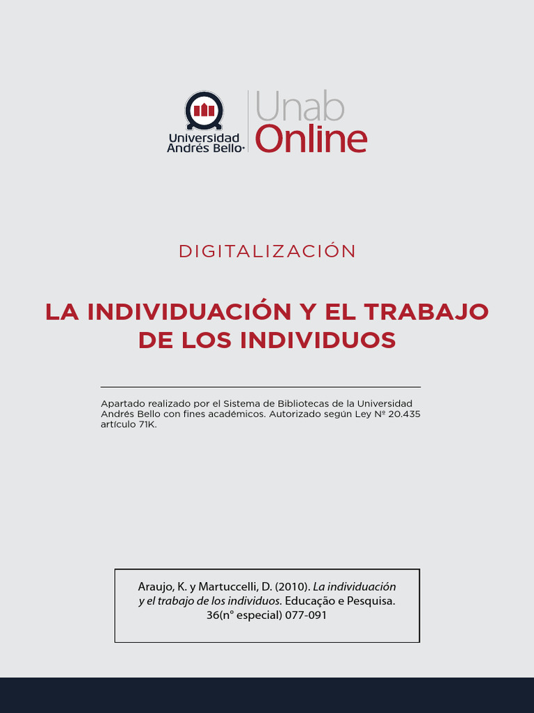 La Individualizacion y El Trabajo de Los Individuos | PDF | Sociología | Sociedad