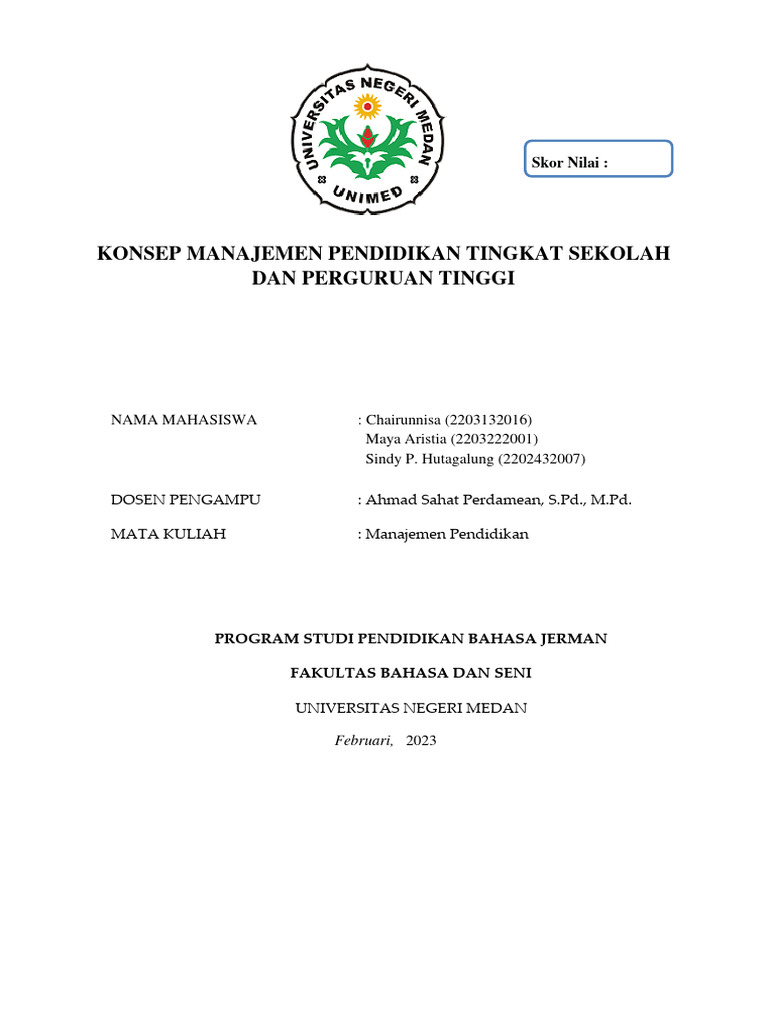 Makalah Kel. 3B (Konsep Manajemen Pendidikan Tingkat Sekolah Dan Perguruan Tinggi) | PDF ...