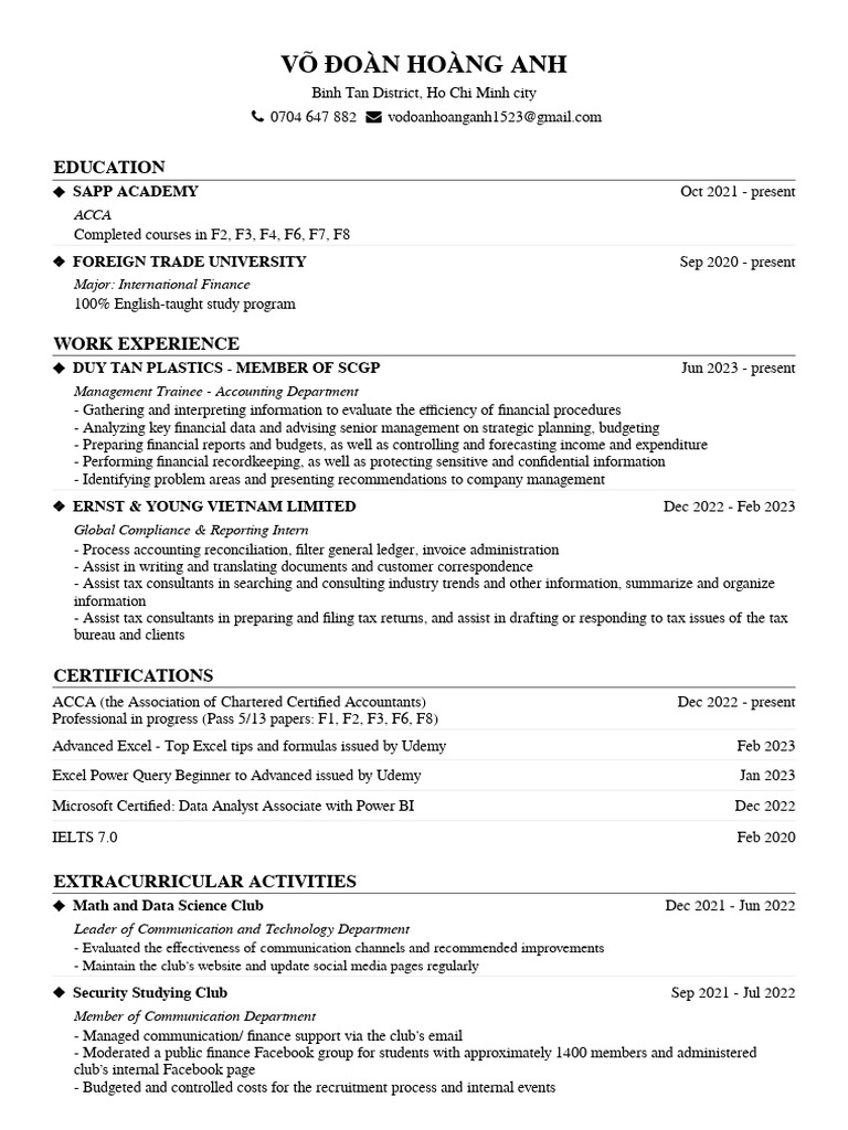 Vo Doan Hoang Anh - CV | PDF