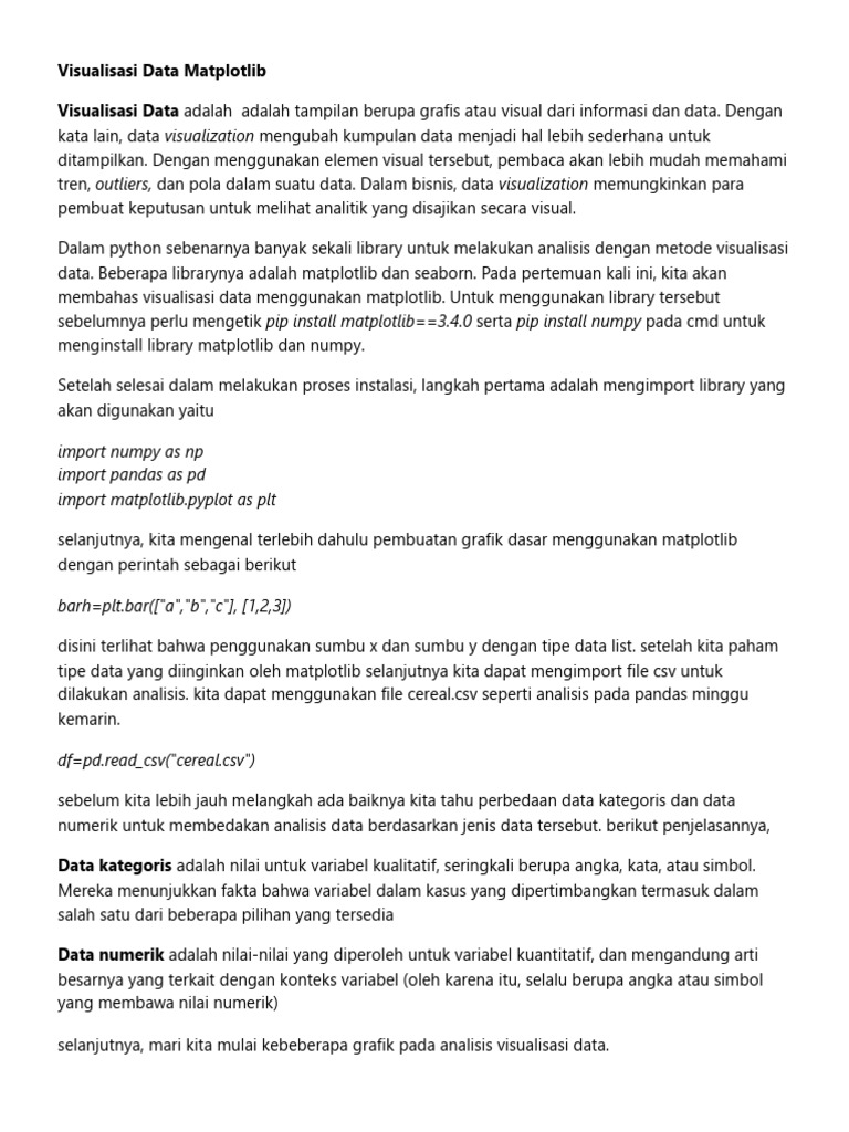 Visualisasi Dengan Matplotlib Pdf 
