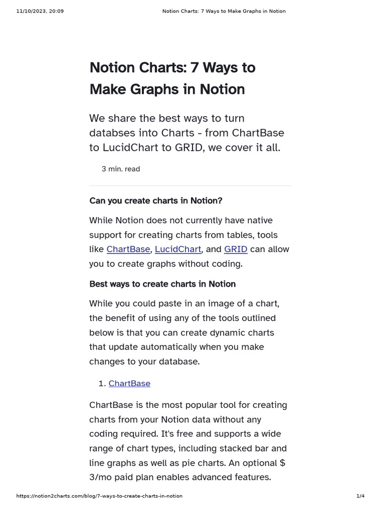 Notion Charts_ 7 Ways to Make Graphs in Notion | PDF