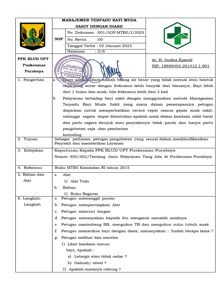 SOP MTBS DIare | PDF