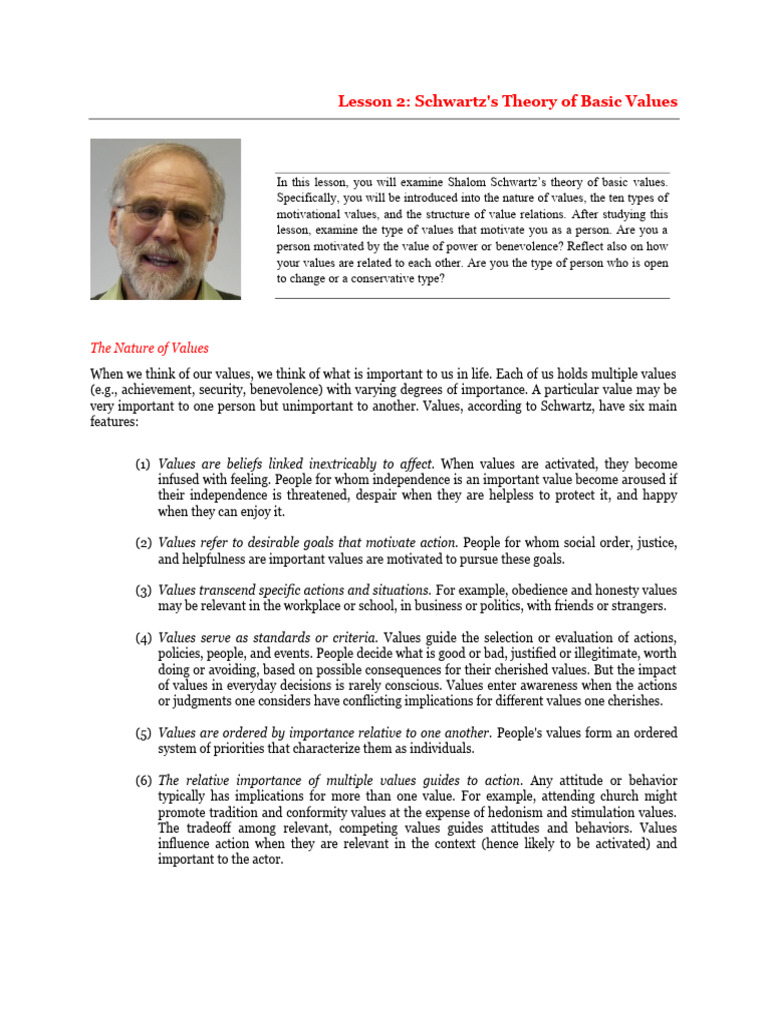 Schwartz Theory of Basic Values | PDF