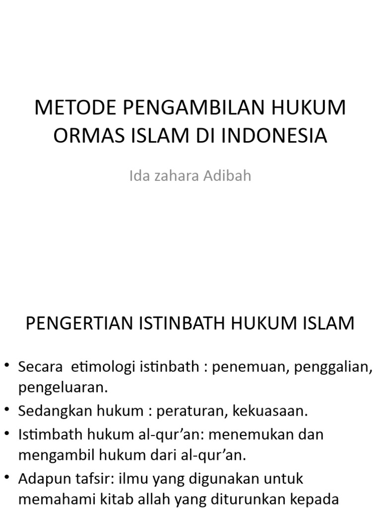 Metode Pengambilan Hukum Ormas Islam Di Indonesia | PDF