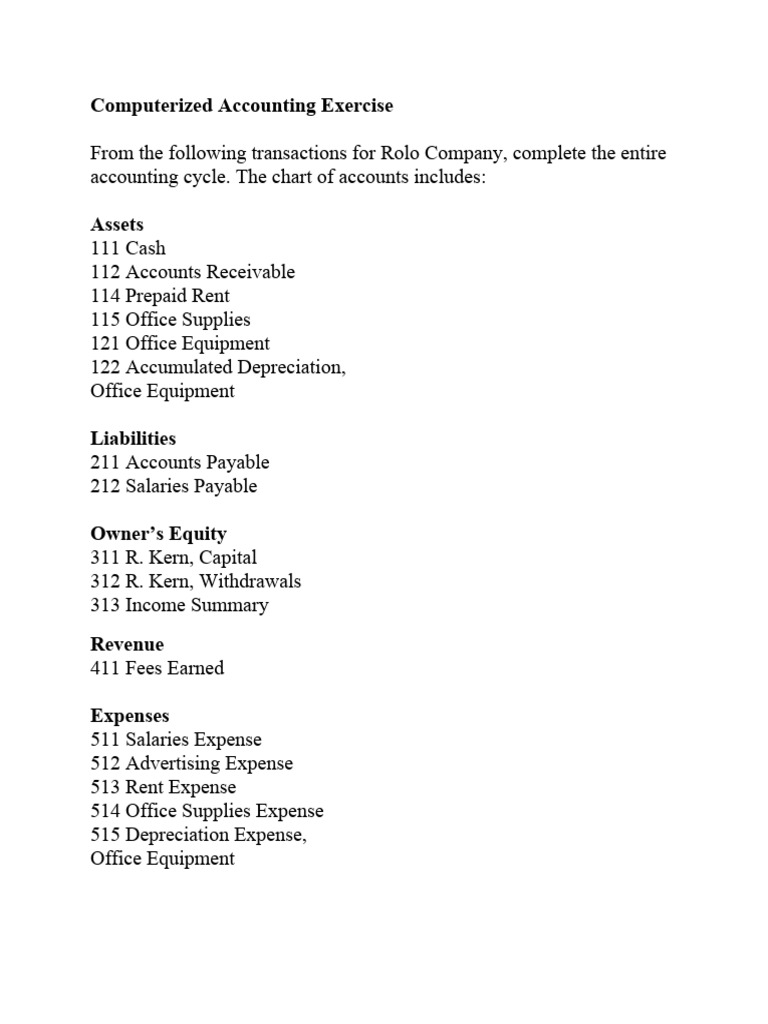 Rolo Company Accounting Cycle Exercise | PDF | Finance & Money Management
