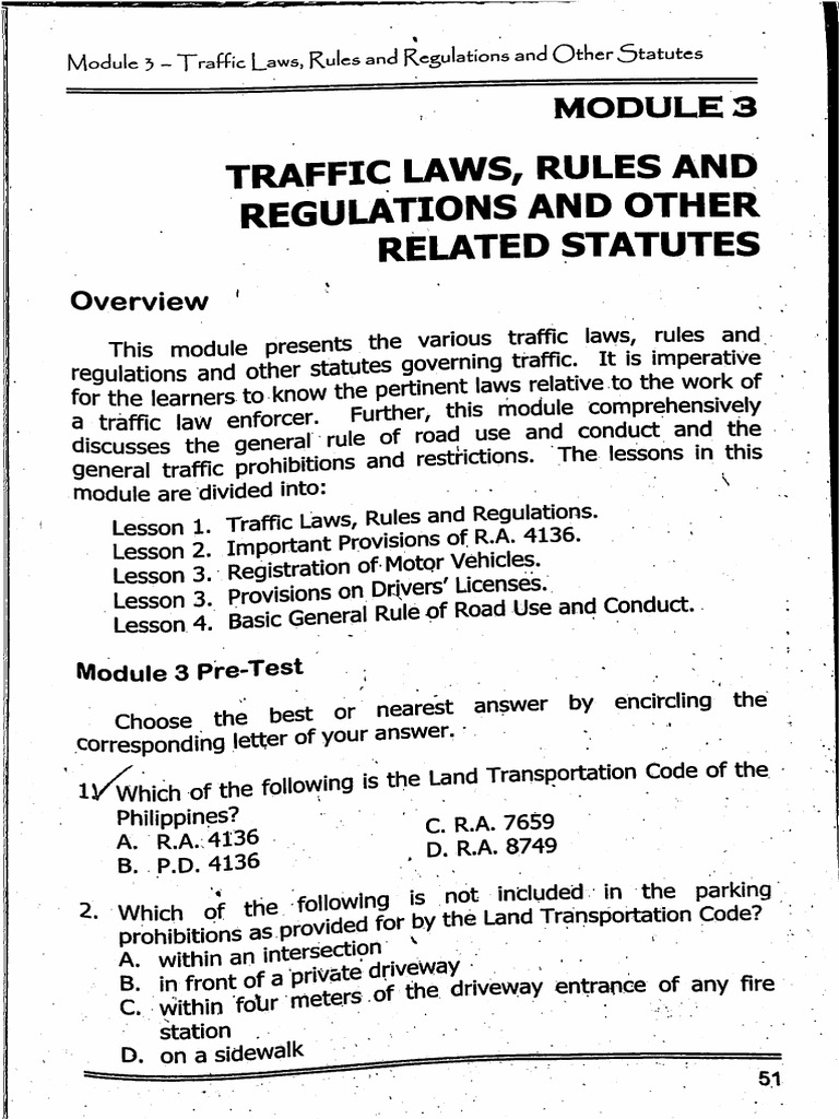 Modules 3 Traffic Laws Rules and Regulations | PDF