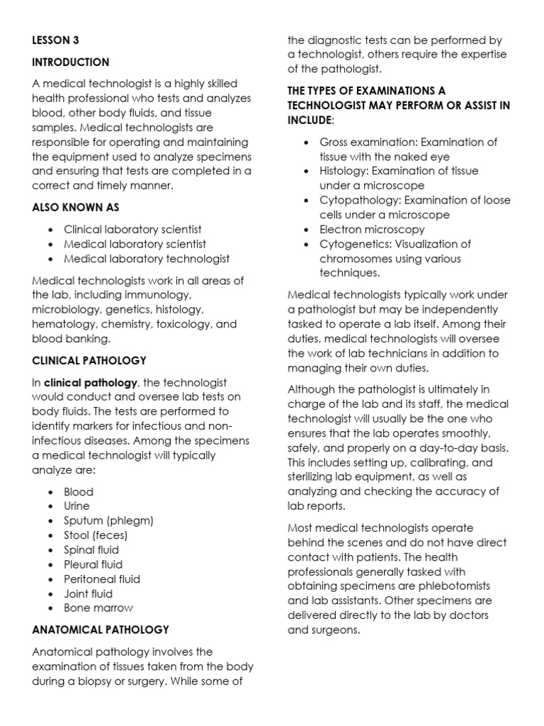 Lesson 3 MLSP | PDF | Pathology | Medical Laboratory