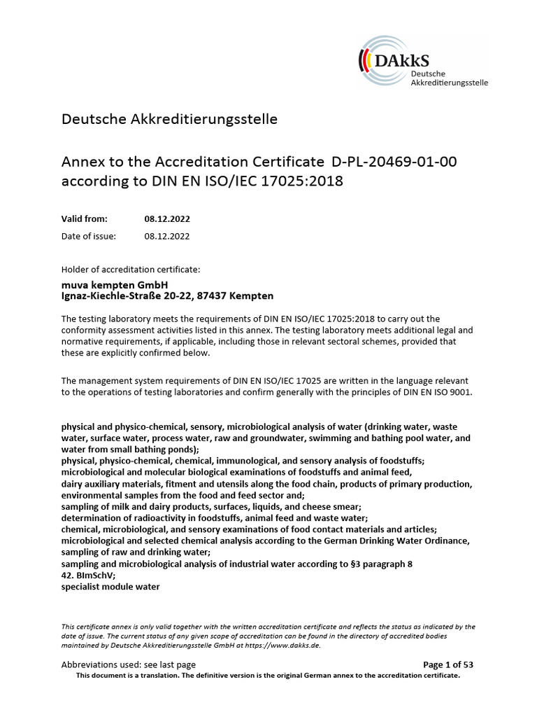 Annex_to_Accreditation_Certificate_D-PL-20469-01-00-Muva 17025 2018 | PDF