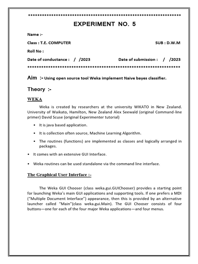 DWM - Exp No 5 | PDF | Graphical User Interfaces | Statistical Classification