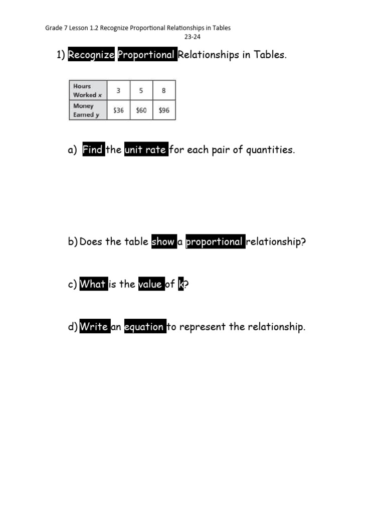 SEN L1.2 Recognize Proportional Relationship | PDF