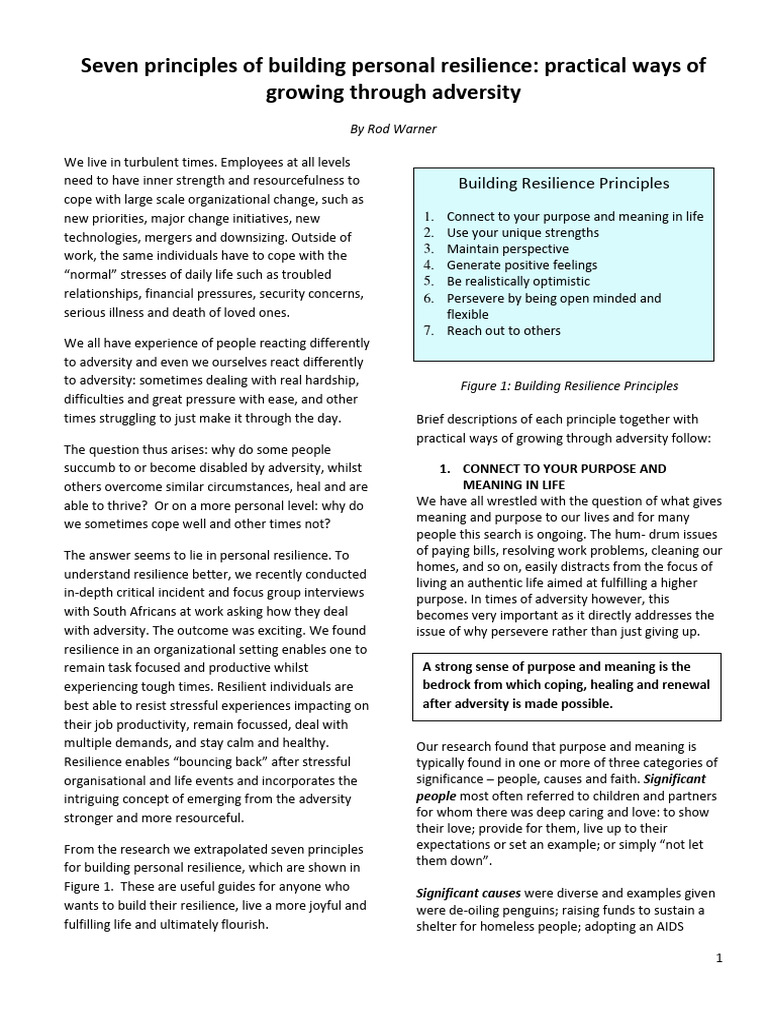 Seven Principles of Personal Resilience | PDF