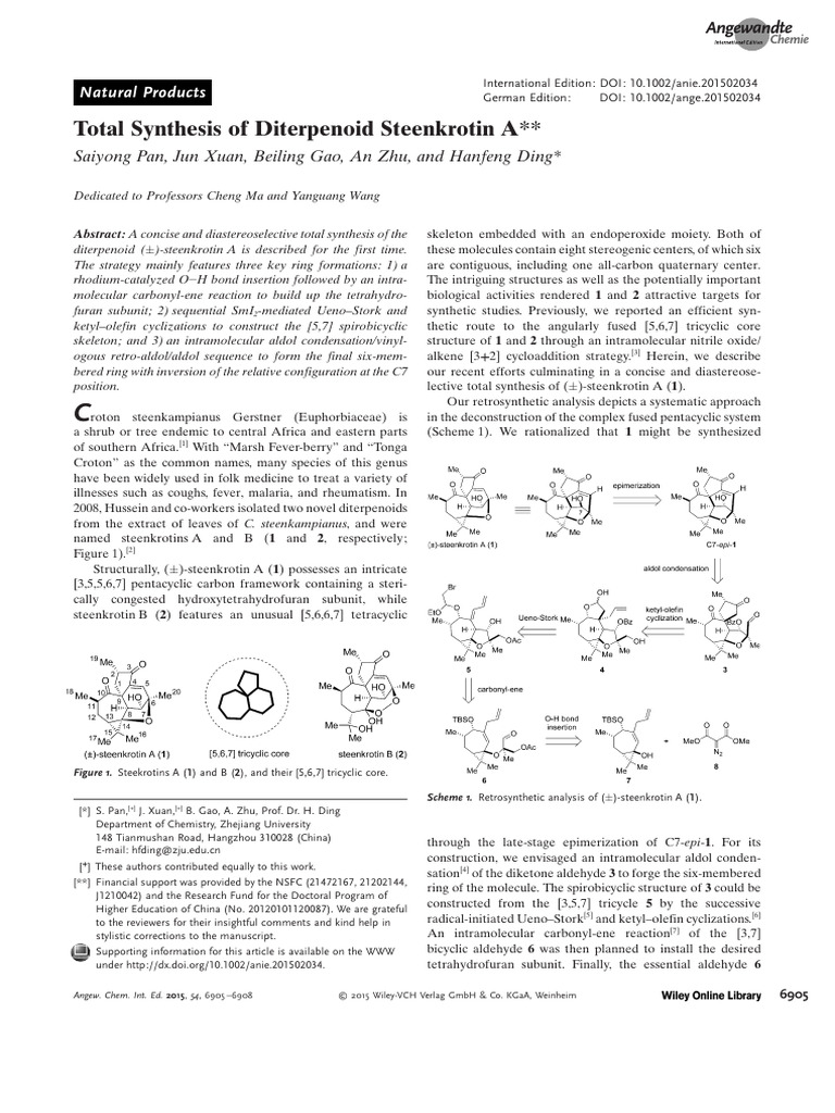 Angew Chem Int Ed - 2015 - Pan - Total Synthesis of Diterpenoid ...