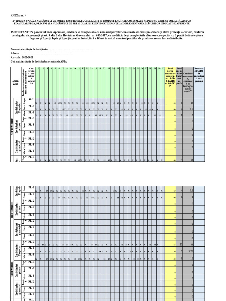 Evidenta - Unica Anexa 4 | PDF