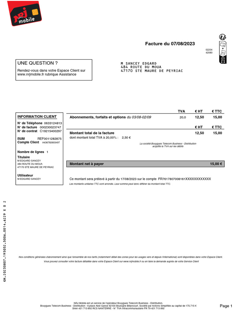 Facture Téléph | PDF