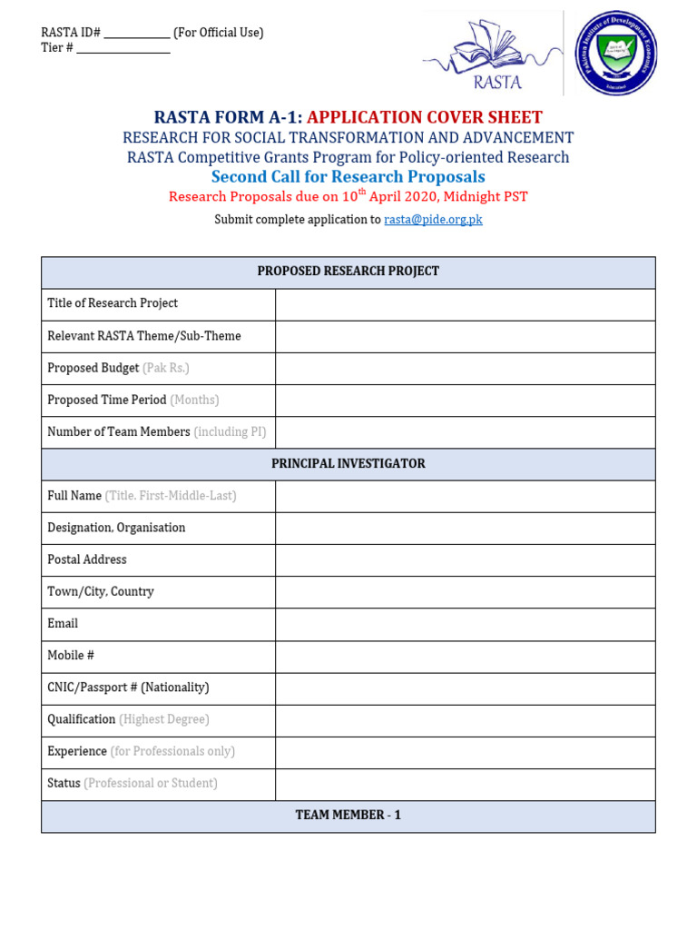 A-1-Form-RASTA-Cover-Sheet-Round-2 | PDF