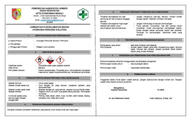 MSDS H2o2 | PDF