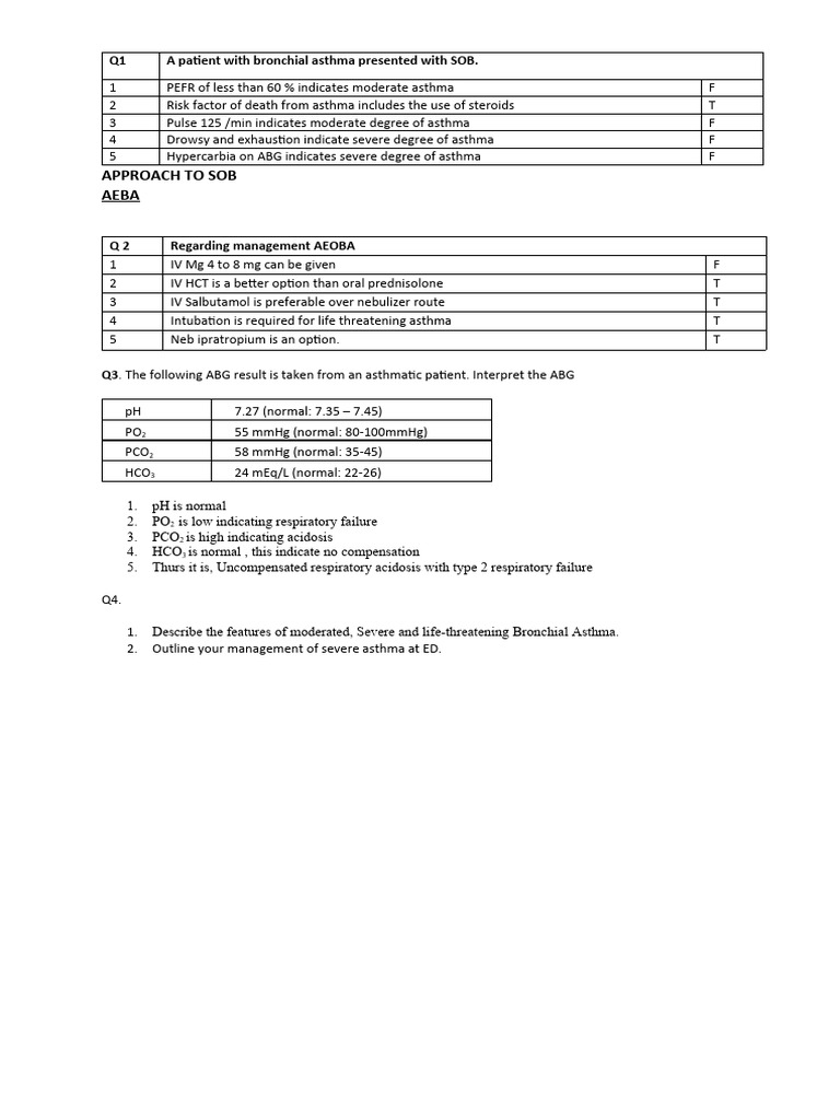Approach To SOB | PDF | Electrocardiography | Asthma
