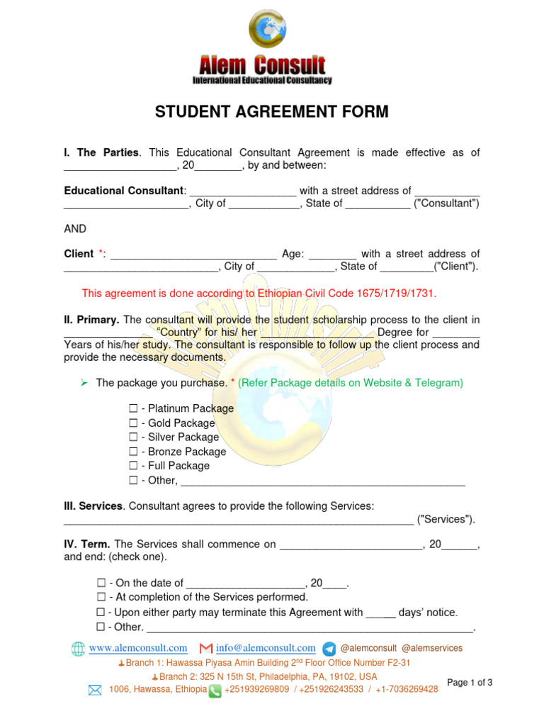 Alem Consult-Agreement Form | PDF